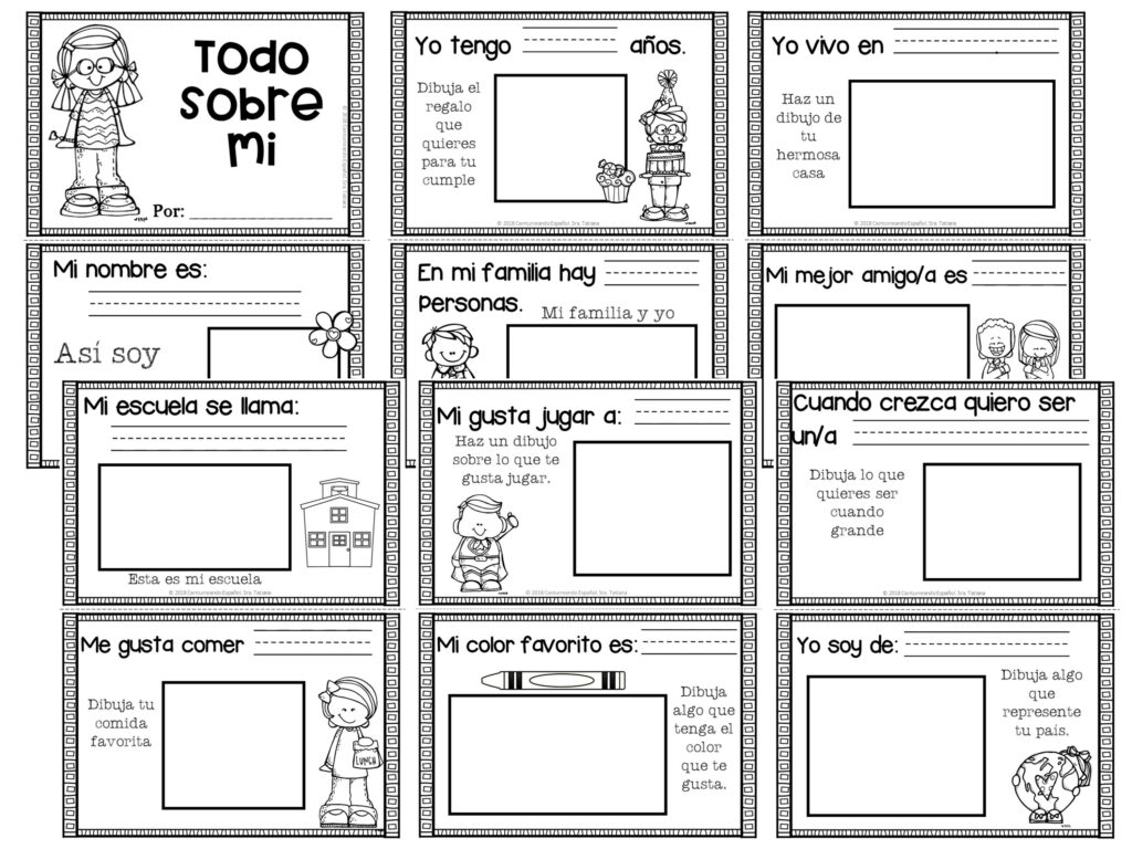 All about me in Spanish | Todo sobre mi | Actividad de Escritura | Mini ...