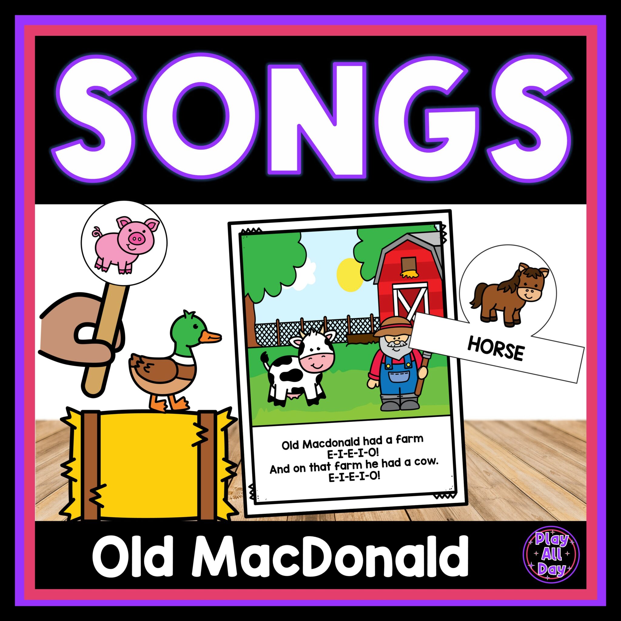 Old MacDonald Song and Activity Set | Book Flashcards Dramatic Play ...