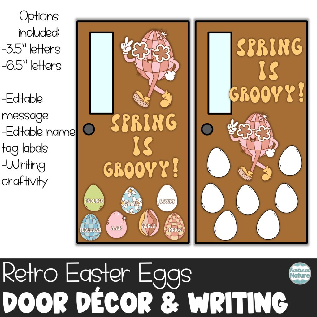Spring Door Decor with Name Tags - Editable Easter Bulletin Board ...