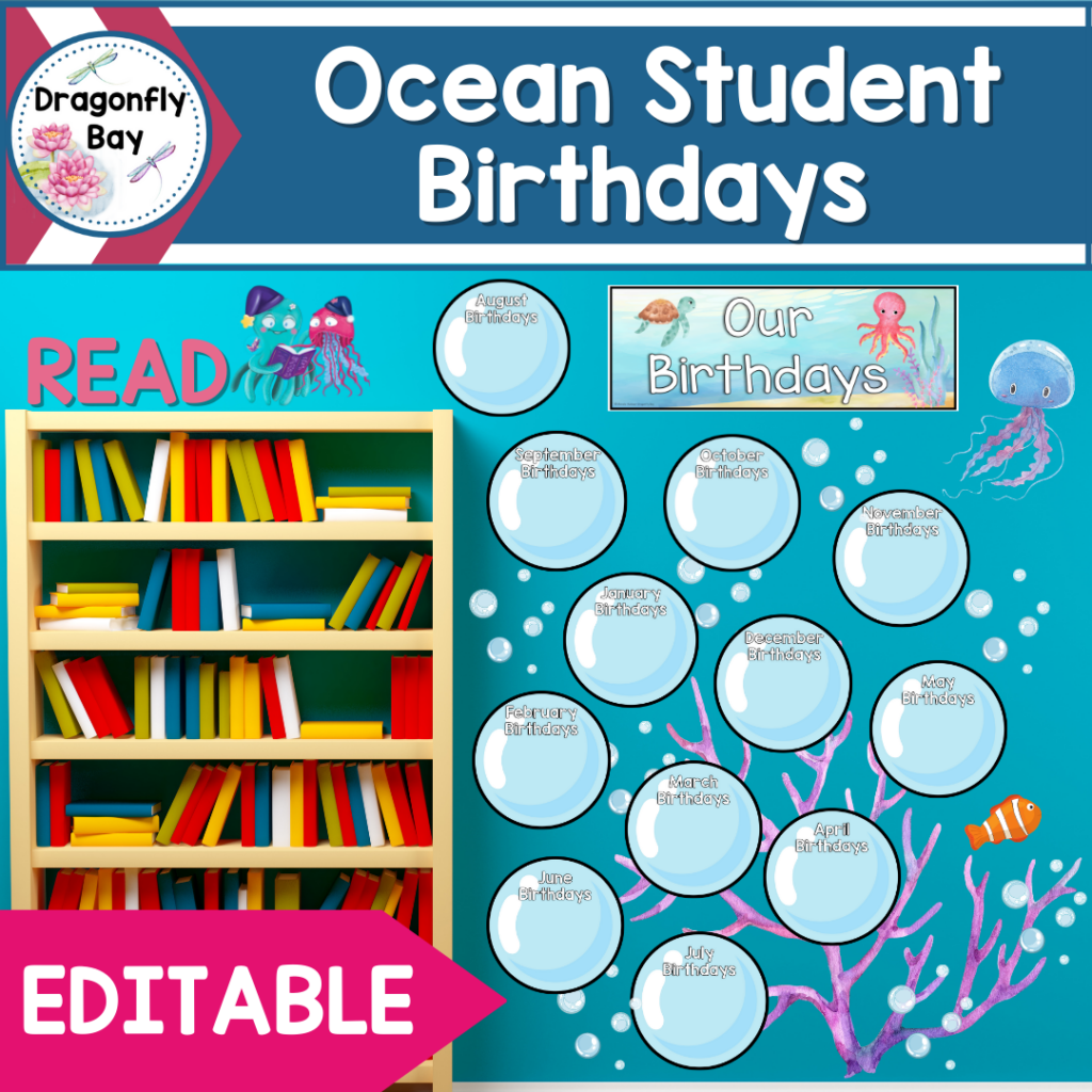 Ocean Bubbles Birthday Bulletin Board Classroom Décor EDITABLE | Made ...
