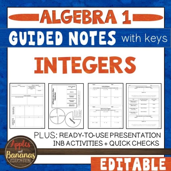Integers - Algebra Guided Note-Taking Activities | Made By Teachers