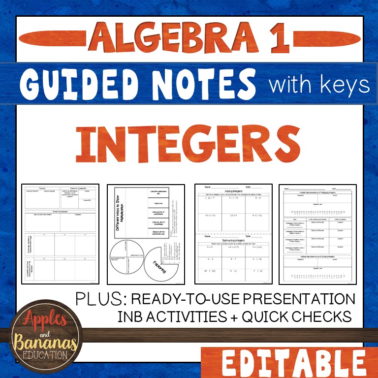Integers - Algebra Guided Note-Taking Activities | Made By Teachers