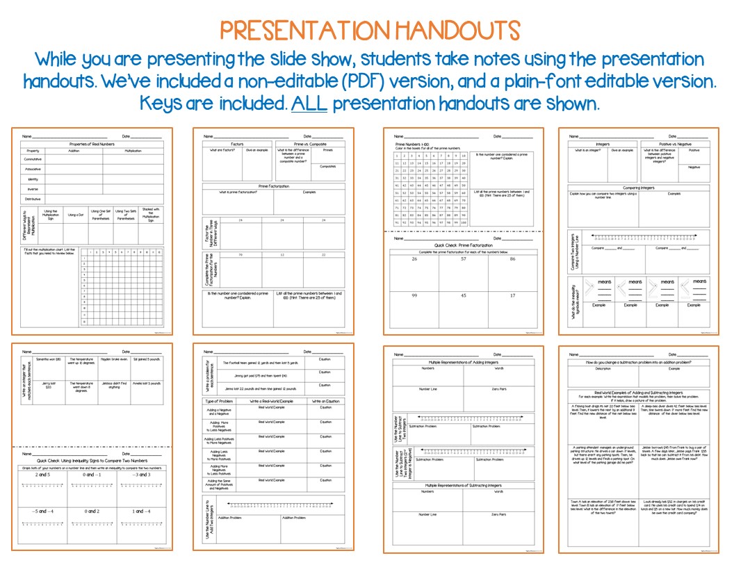 Integers - Algebra Guided Note-Taking Activities | Made By Teachers