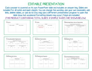 Variables, Terms, and Expressions - Algebra Guided Note-Taking ...