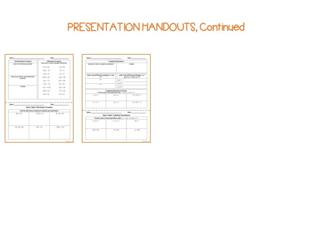 Variables, Terms, and Expressions - Algebra Guided Note-Taking ...