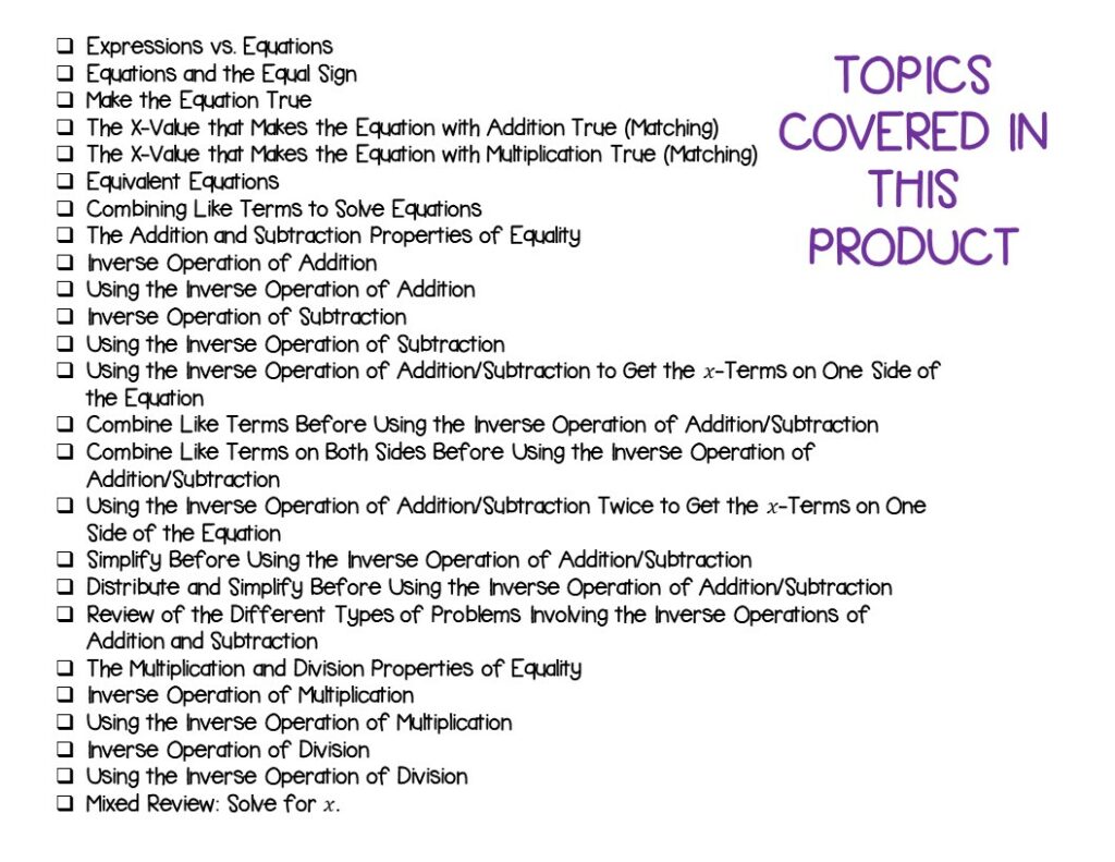 Introduction to Algebraic Equations - Algebra Guided Note-Taking ...