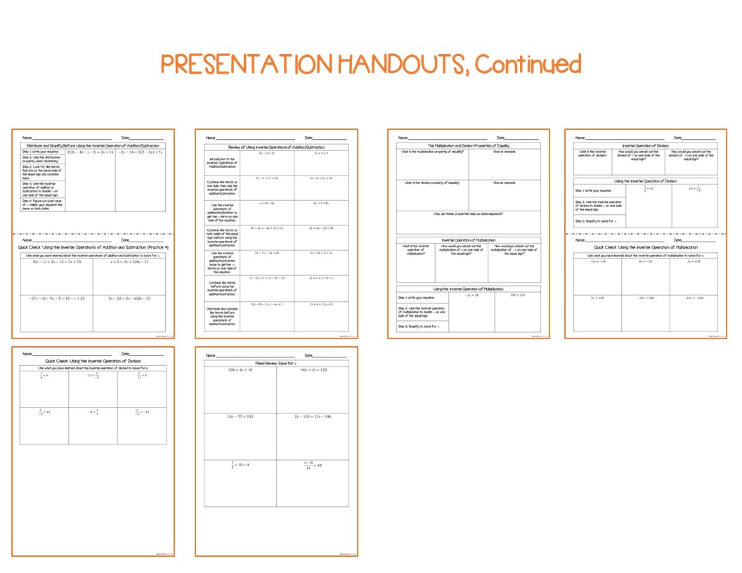 Introduction to Algebraic Equations - Algebra Guided Note-Taking ...