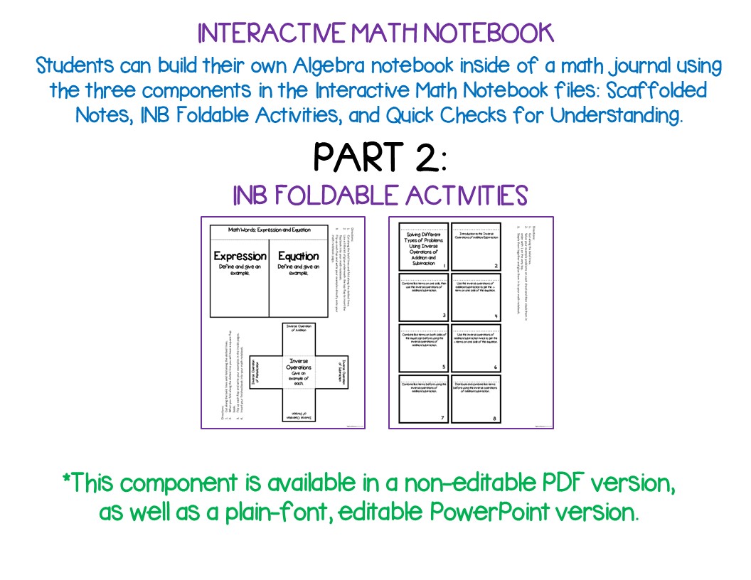 Introduction to Algebraic Equations - Algebra Guided Note-Taking ...