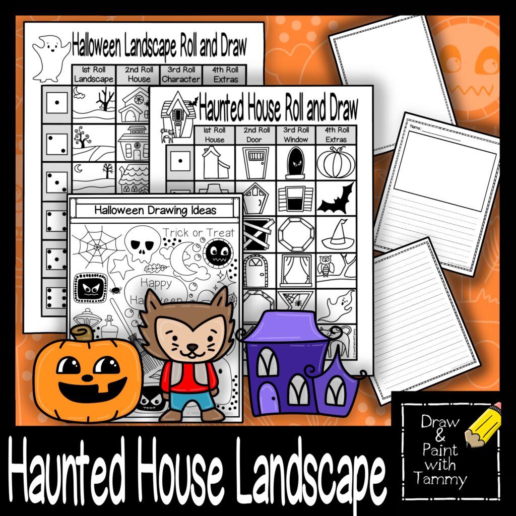 Roll a Haunted House and Halloween Landscape Roll and Draw Art Sub ...