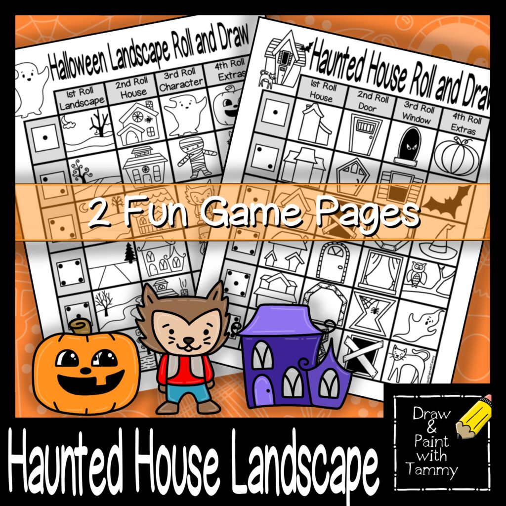 Roll a Haunted House and Halloween Landscape Roll and Draw Art Sub ...