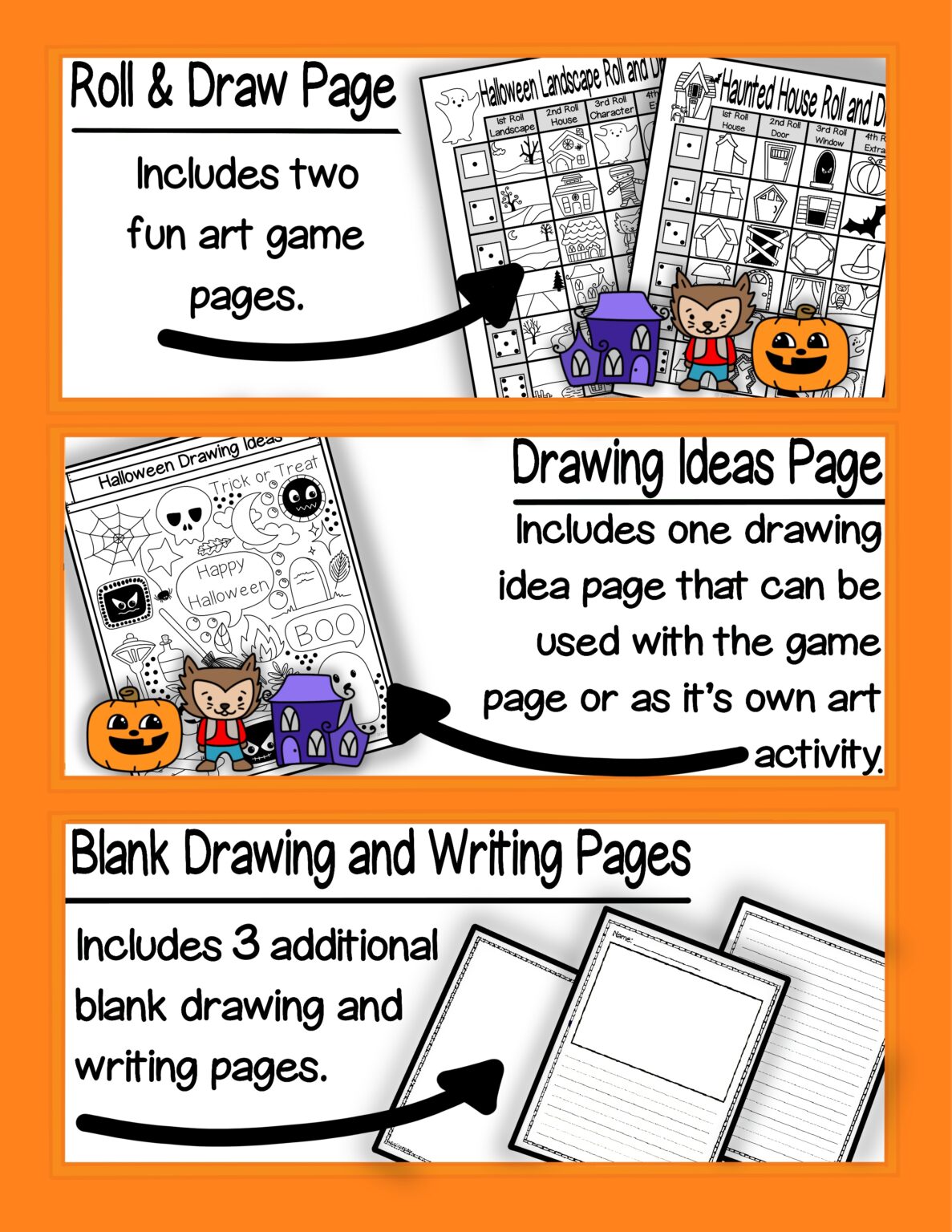 Roll a Haunted House and Halloween Landscape Roll and Draw Art Sub ...