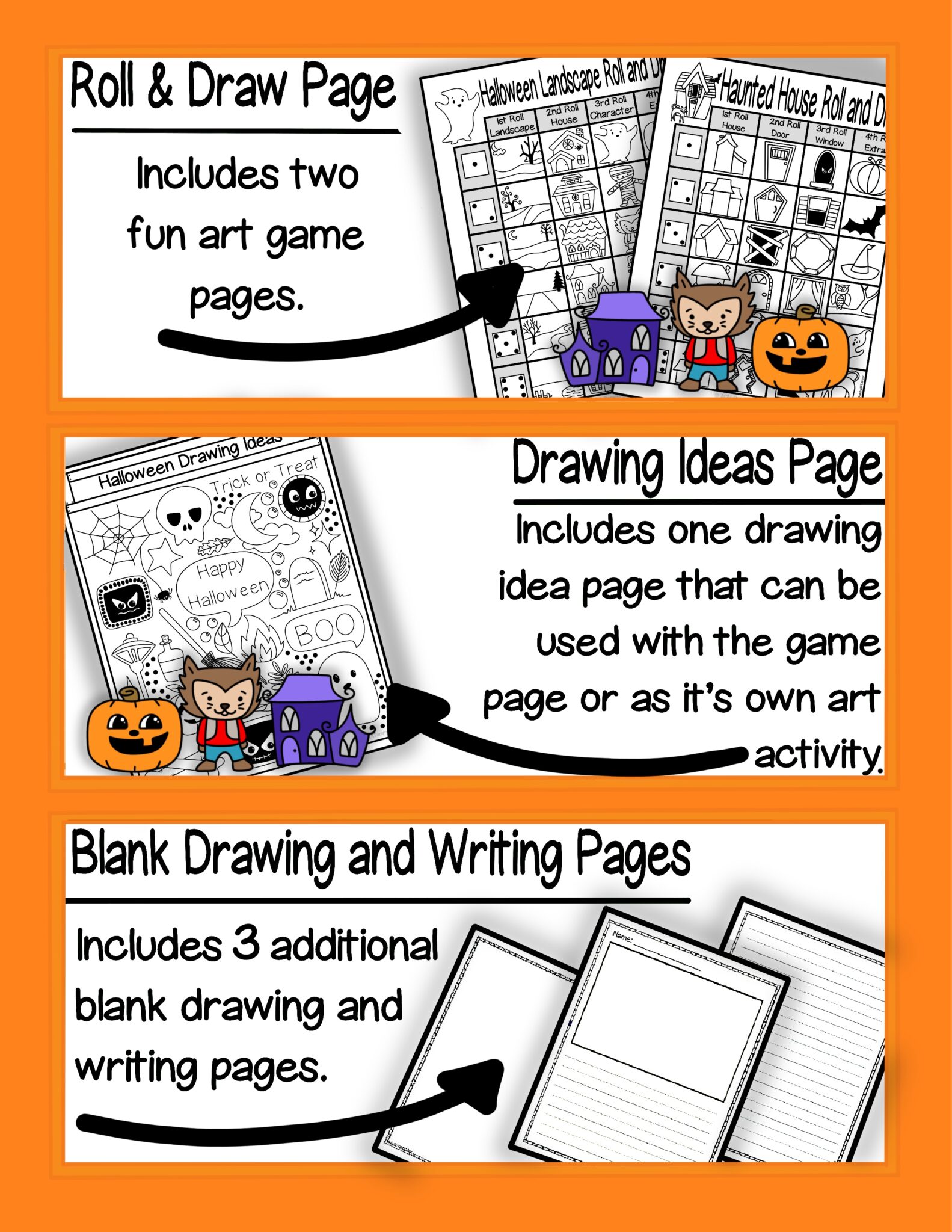 Roll a Haunted House and Halloween Landscape Roll and Draw Art Sub ...
