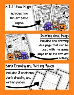 Roll a Haunted House and Halloween Landscape Roll and Draw Art Sub ...