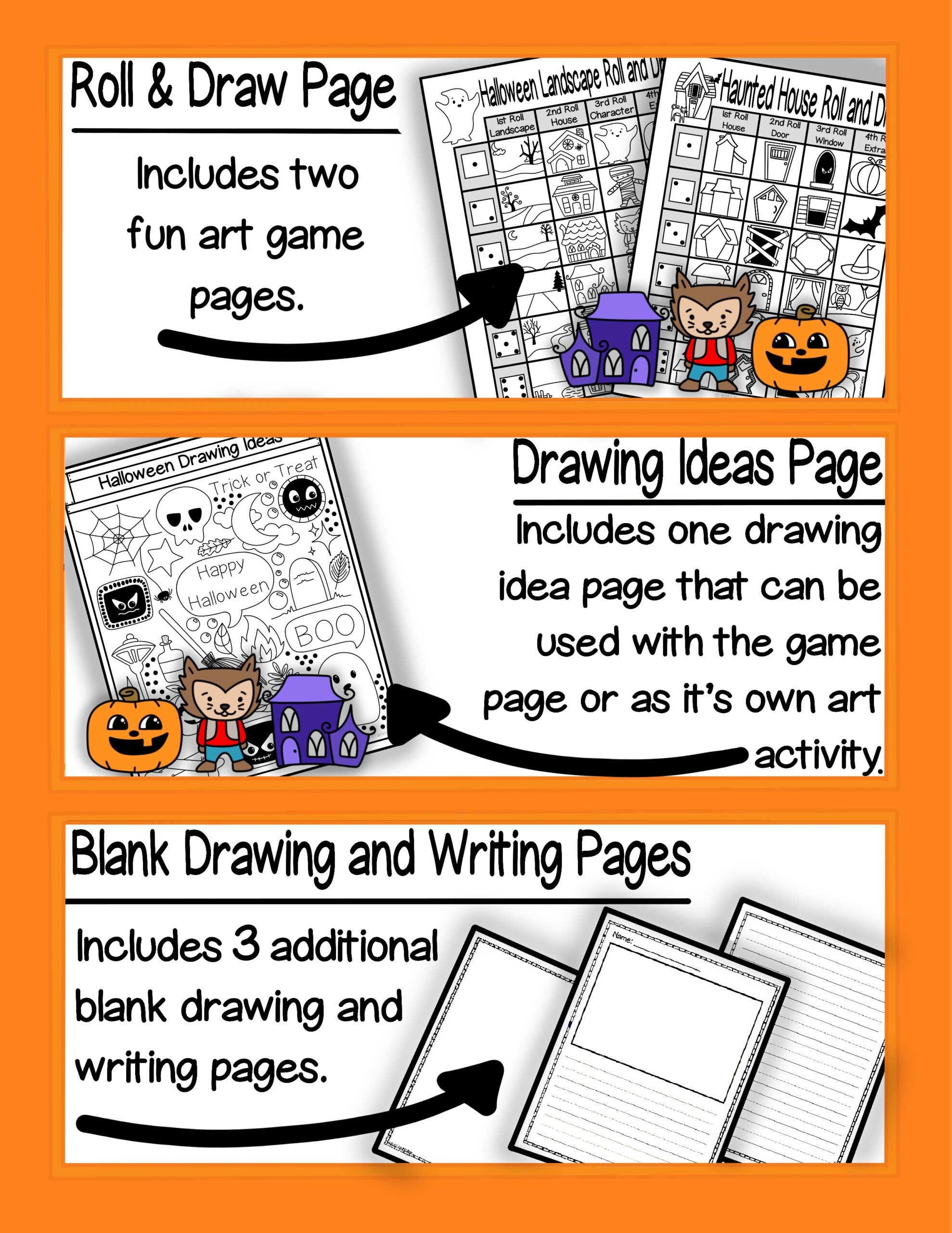 Roll a Haunted House and Halloween Landscape Roll and Draw Art Sub ...