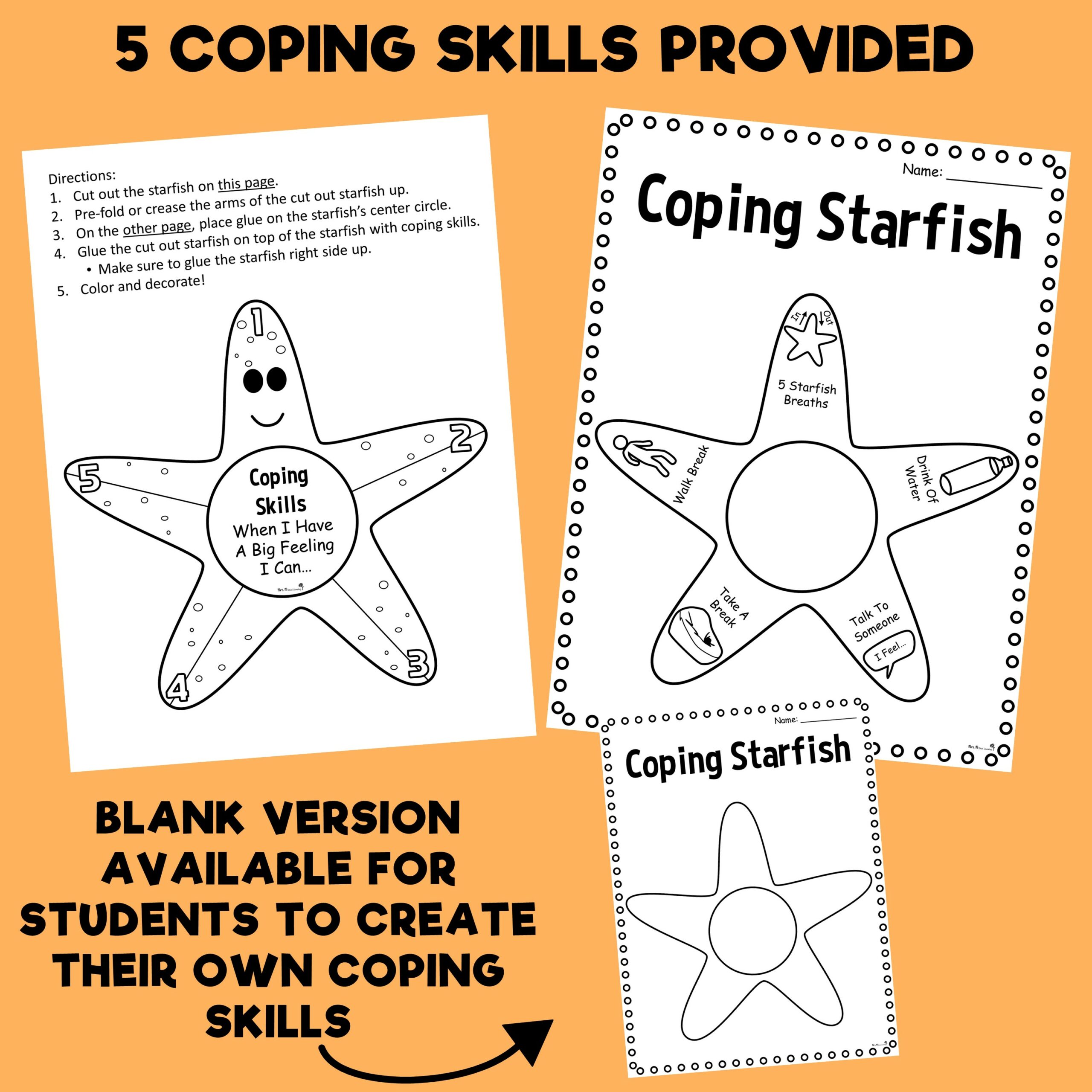 Coping Skills Starfish Craft & Story / Help Young Students Manage ...