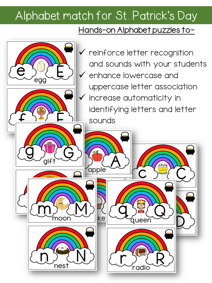 St. Patrick's Day Alphabet Matching Puzzles | Made By Teachers