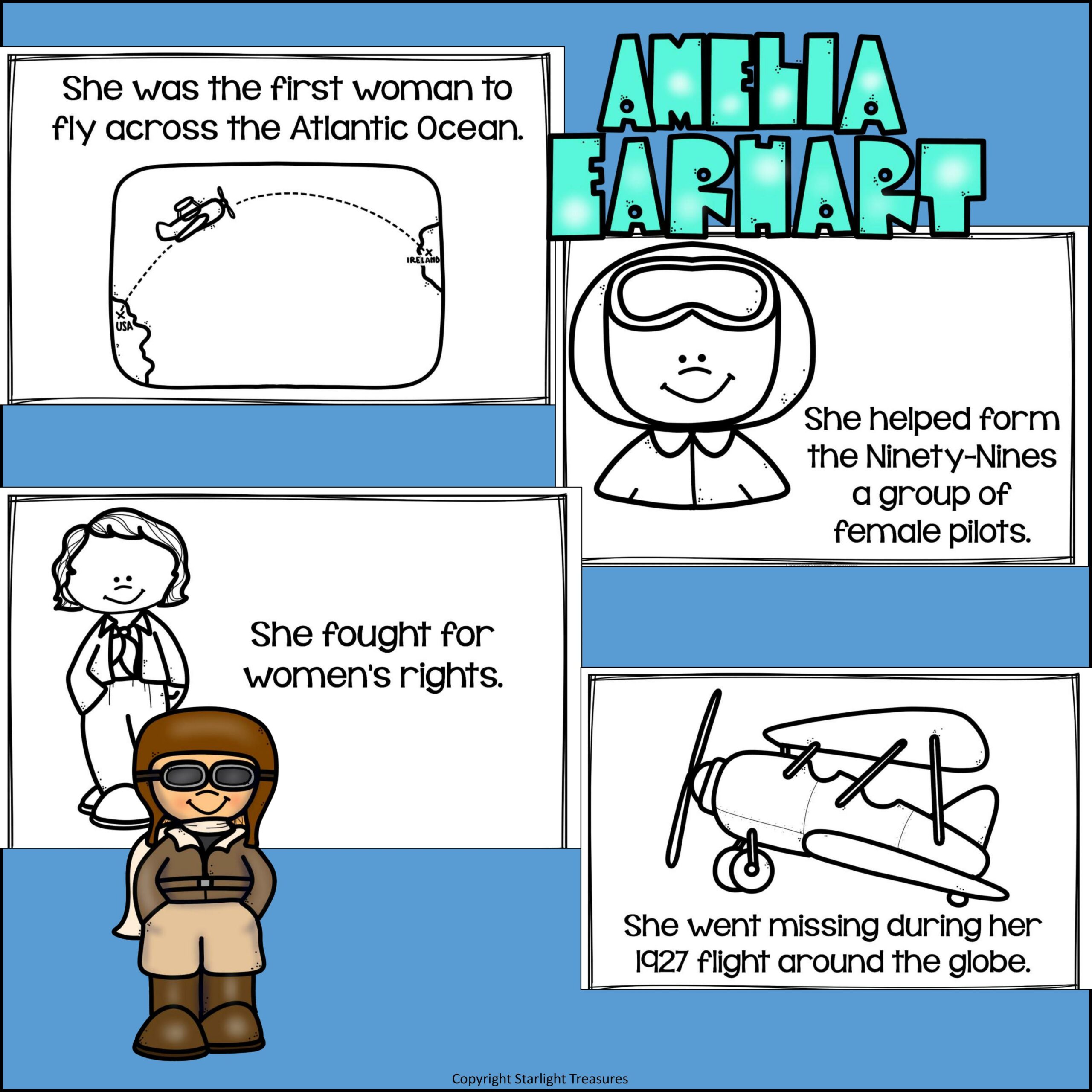 Amelia Earhart Mini Book for Early Readers: Women's History Month ...