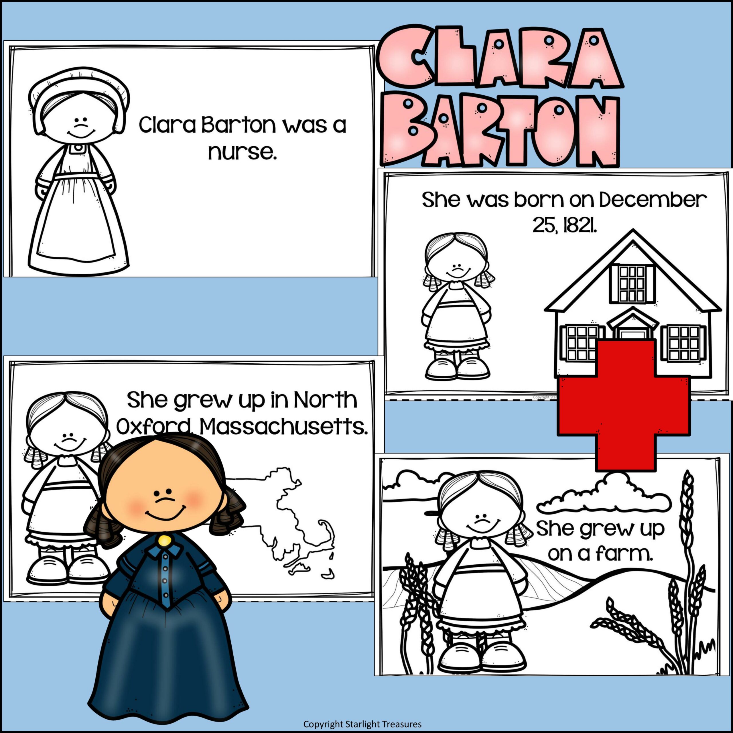 Clara Barton Mini Book for Early Readers: Women's History Month | Made ...