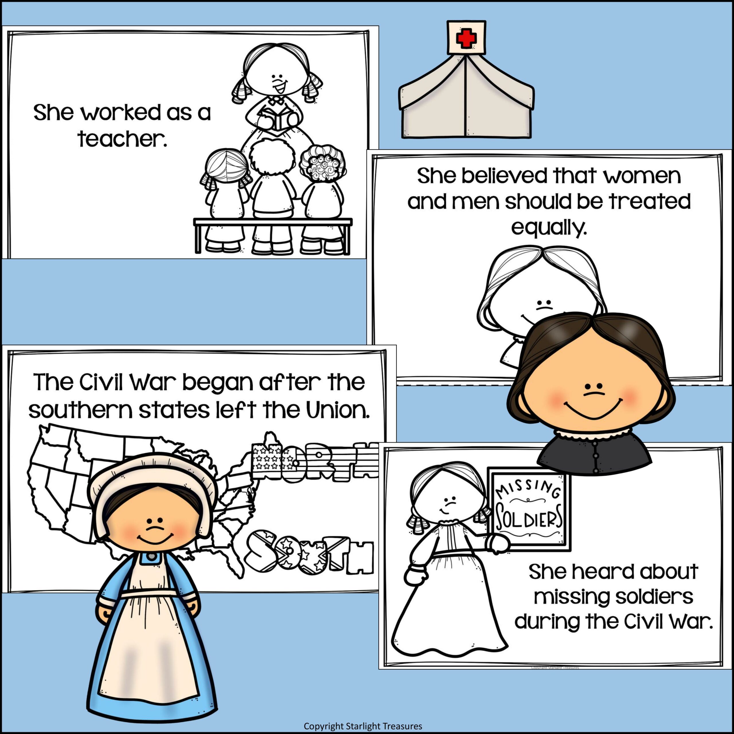 Clara Barton Mini Book for Early Readers: Women's History Month | Made ...