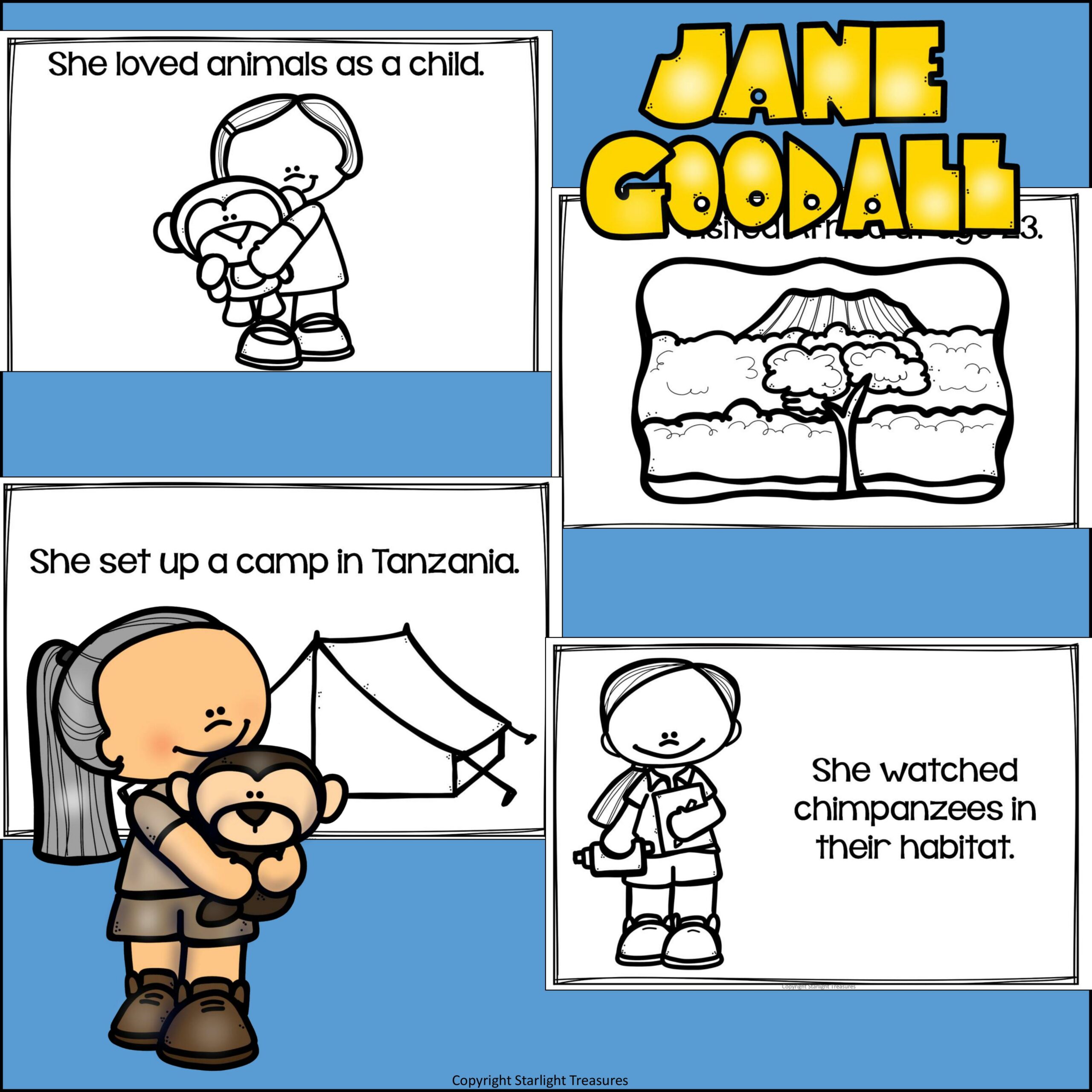 Jane Goodall Mini Book for Early Readers: Women's History Month | Made ...