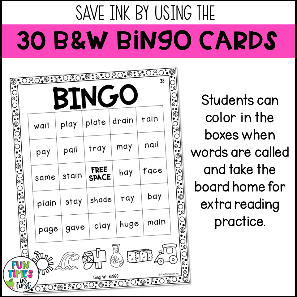 Long A Phonics Bingo Games - No Prep Long A CVCe Vowel Teams Phonics ...