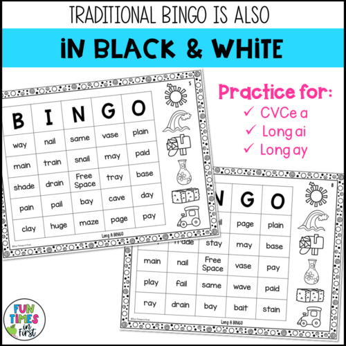 Long A Phonics Bingo Games - No Prep Long A CVCe Vowel Teams Phonics ...