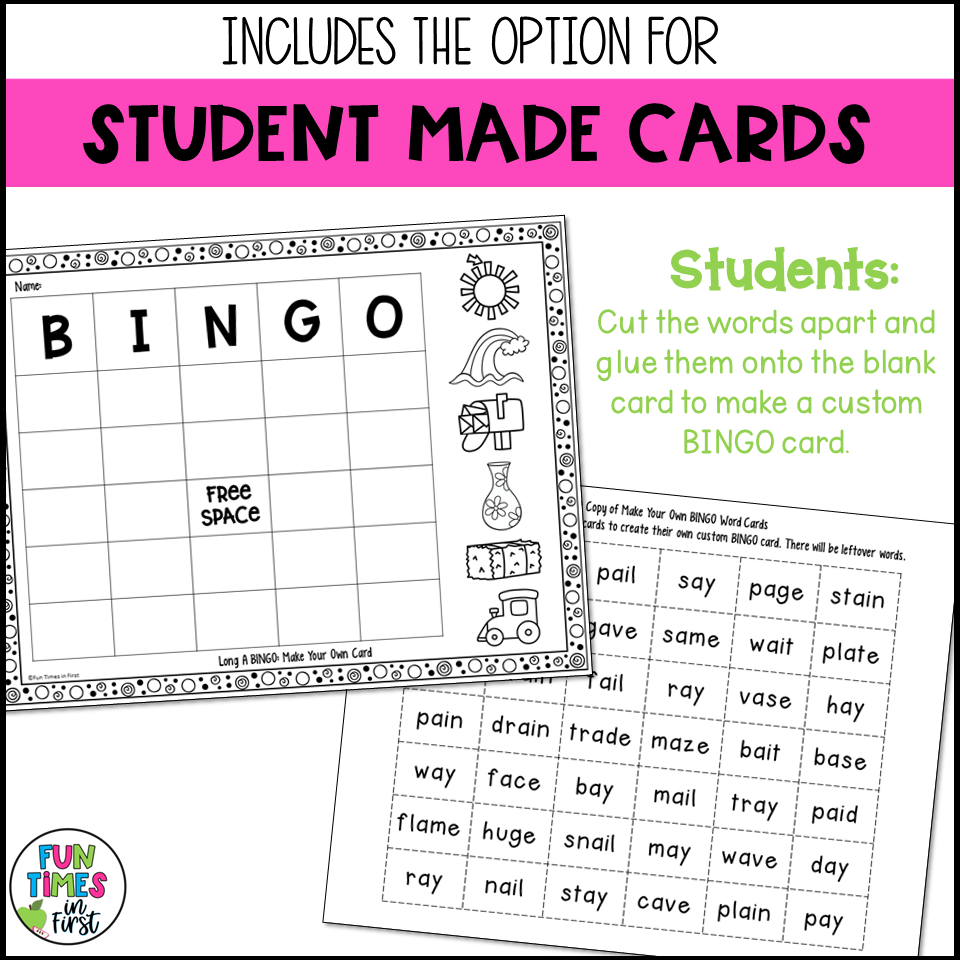Long A Phonics Bingo Games - No Prep Long A CVCe Vowel Teams Phonics ...