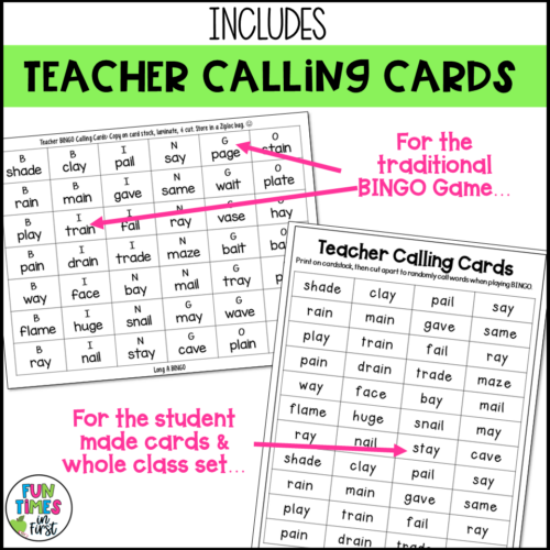 Long A Phonics Bingo Games - No Prep Long A CVCe Vowel Teams Phonics ...