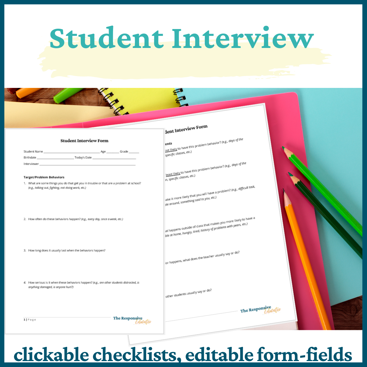 FBA Interview Forms | Made By Teachers
