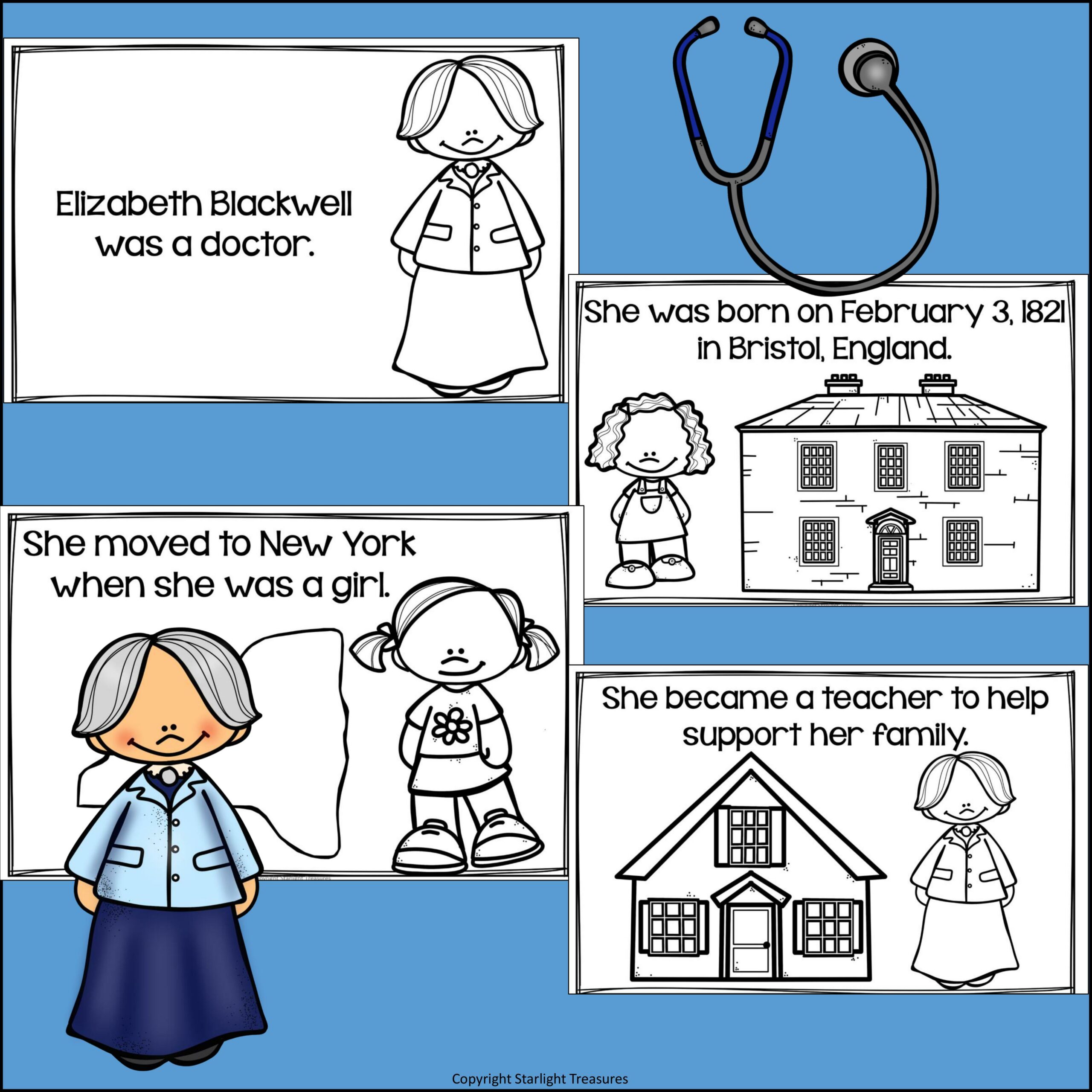 Elizabeth Blackwell Mini Book for Early Readers: Women's History Month ...