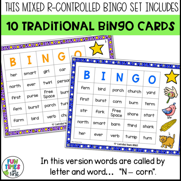 R Controlled Vowels Phonics Bingo Games - No Prep Bossy R Phonics Games ...