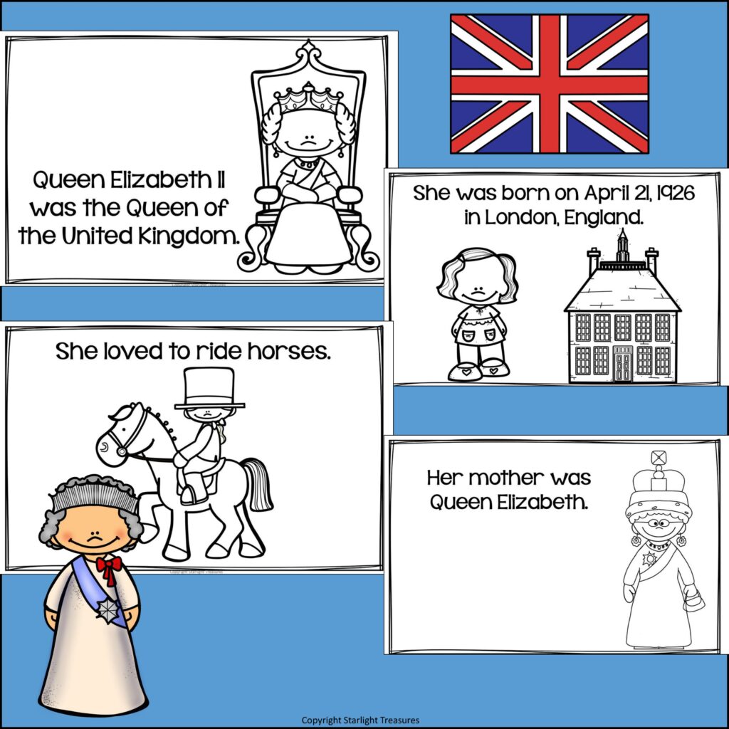 Queen Elizabeth II Mini Book for Early Readers: Women's History Month ...