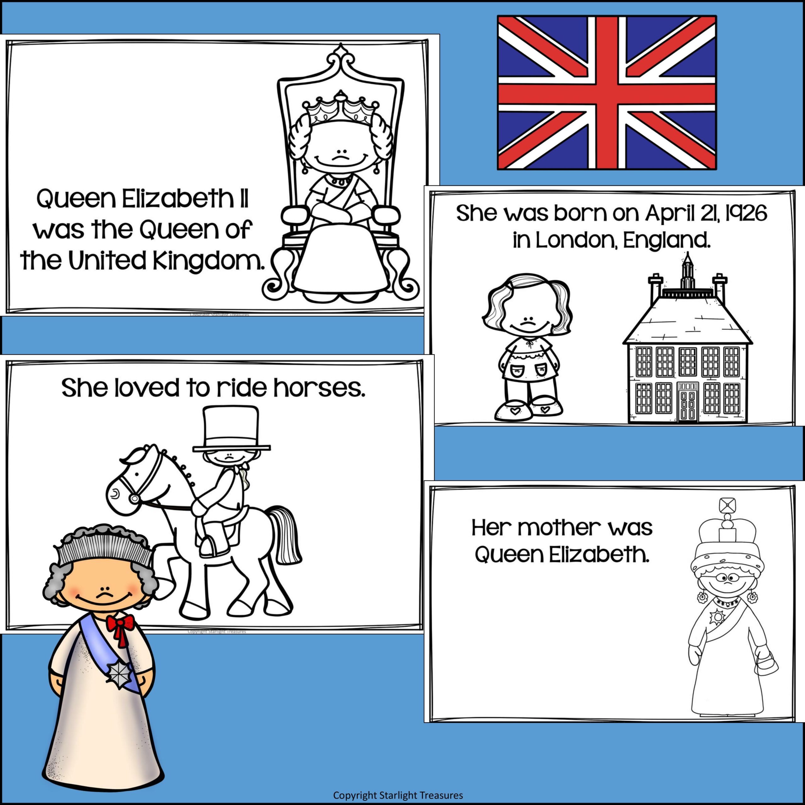 Queen Elizabeth II Mini Book for Early Readers: Women's History Month ...