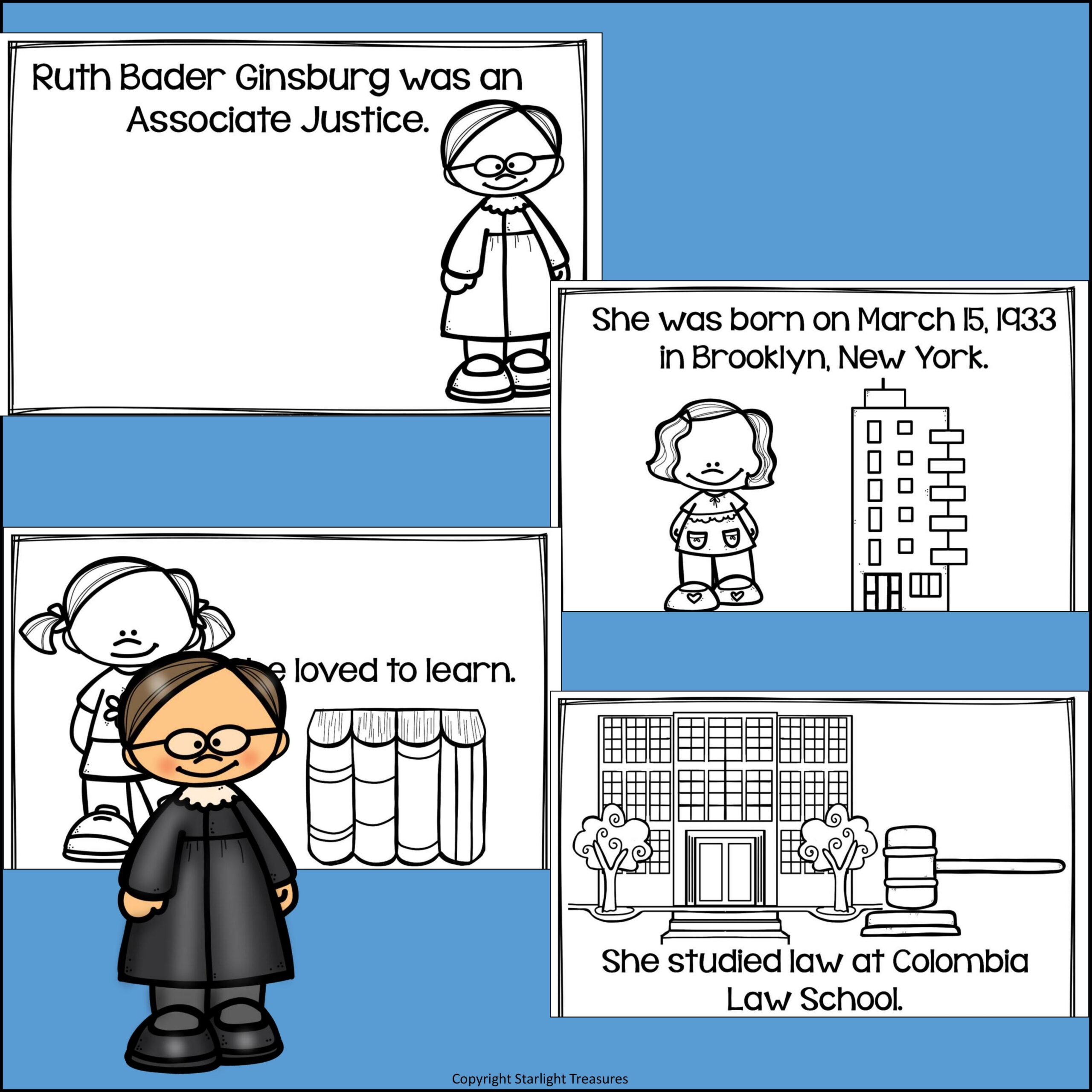 Ruth Bader Ginsburg Mini Book for Early Readers: Women's History Month ...