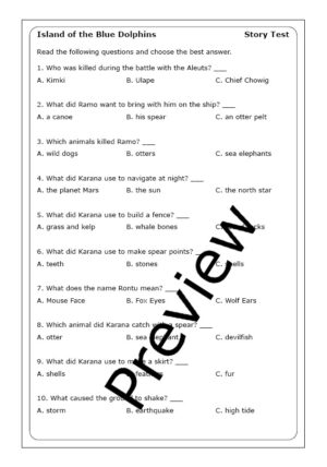 Scott O'Dell "Island of the Blue Dolphins" worksheets | Made By Teachers