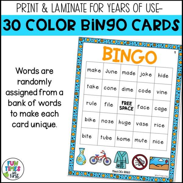 Mixed CVCe Phonics Bingo Games - No Prep CVCe Phonics Games | Made By ...