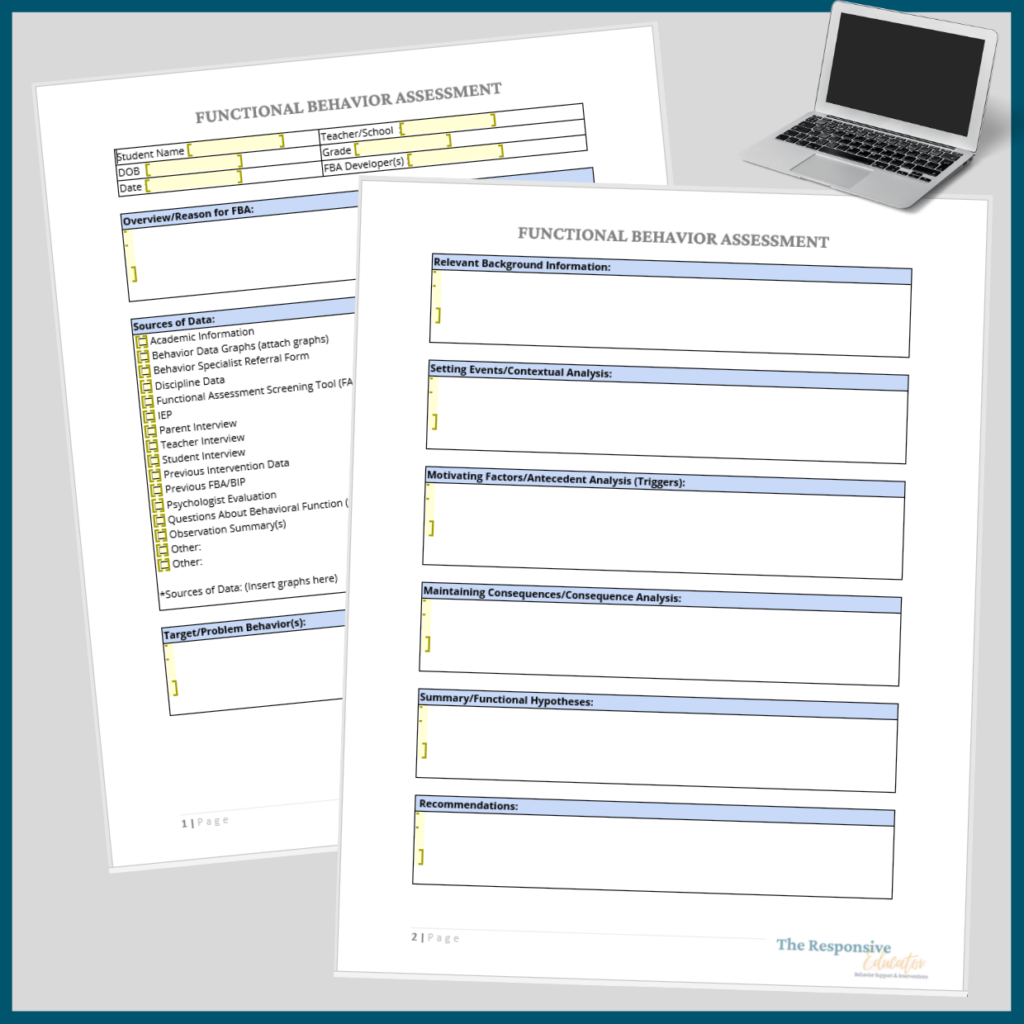 FBA Special Ed | Made By Teachers