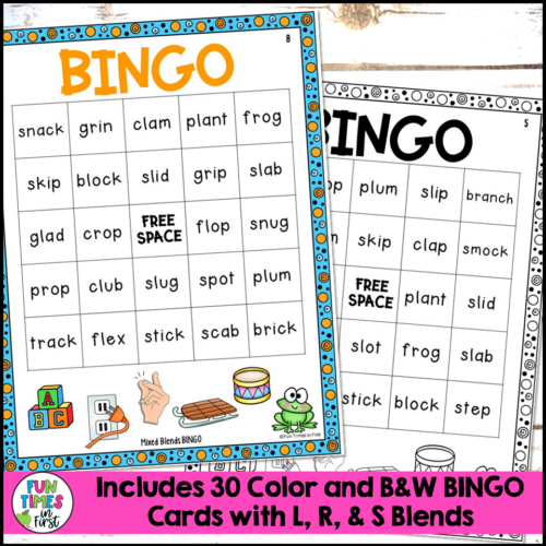 Blends Bingo Game with Short Vowels | No Prep Blends Phonics Games ...