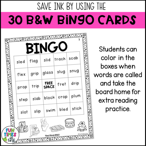 Blends Bingo Game with Short Vowels | No Prep Blends Phonics Games ...