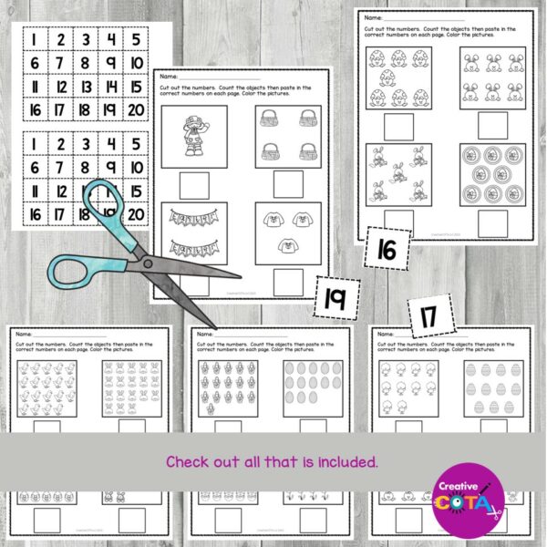 No Prep Easter Math Numbers 1-20 Cut and Paste Worksheets | Made By ...