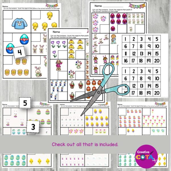 No Prep Easter Math Numbers 1-20 Cut and Paste Worksheets | Made By ...