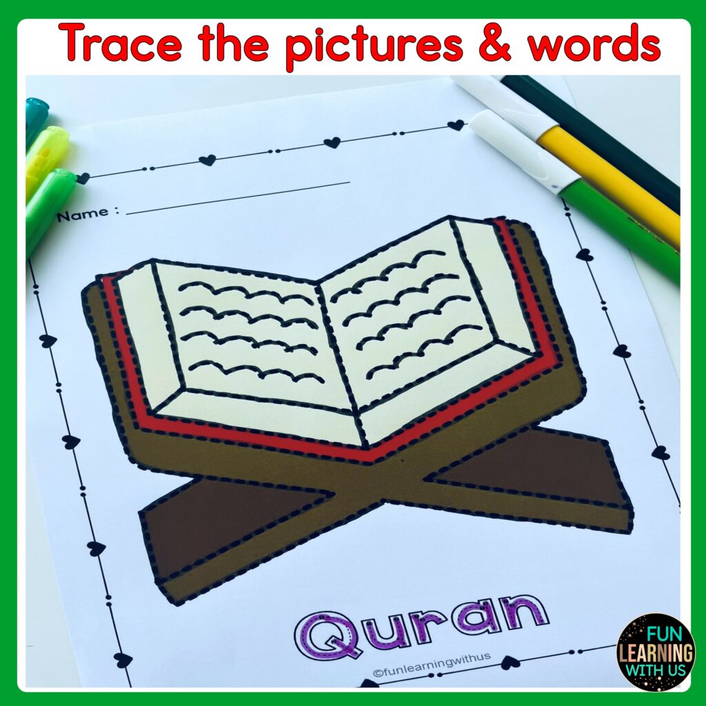 Ramadan Picture Tracing & Coloring Fine Motor Worksheets | Eid Activity ...