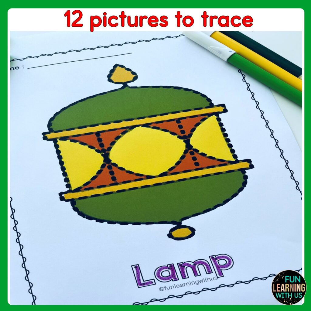 Ramadan Picture Tracing & Coloring Fine Motor Worksheets | Eid Activity ...