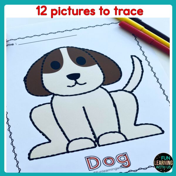 Pet Animals Picture Tracing & Coloring Fine Motor Worksheets | Made By ...