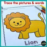 Zoo Animals Picture Tracing & Coloring Fine Motor Worksheets | Made By ...