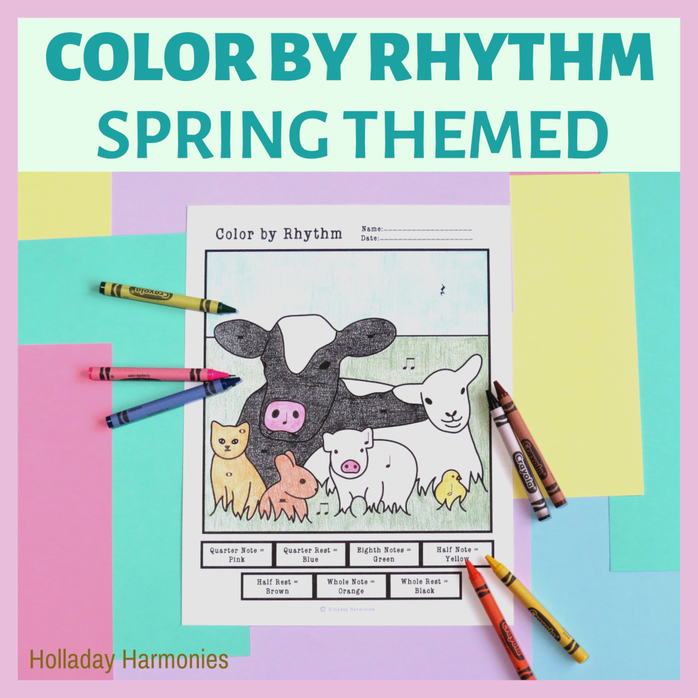 Spring Themed Color by Rhythm Worksheets | Springtime Music Activities ...