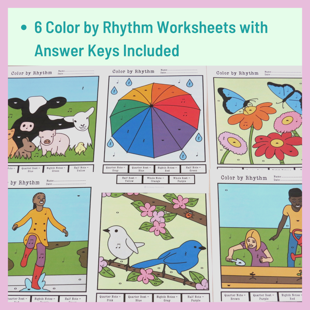Spring Themed Color by Rhythm Worksheets | Springtime Music Activities ...