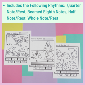 Spring Themed Color by Rhythm Worksheets | Springtime Music Activities ...