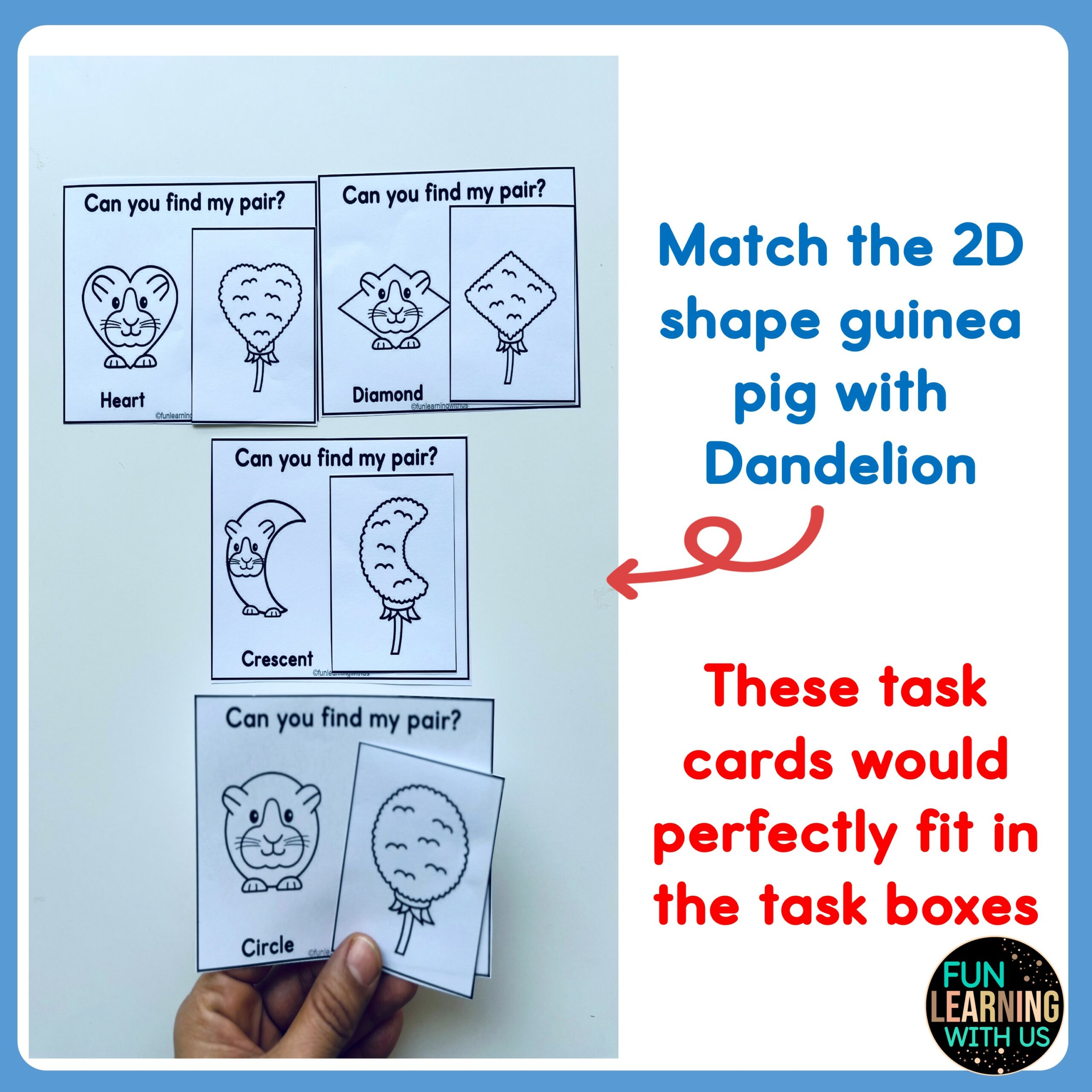 FREE Pets 2D Shapes Task Cards Puzzle Math Centers for Kindergarten ...