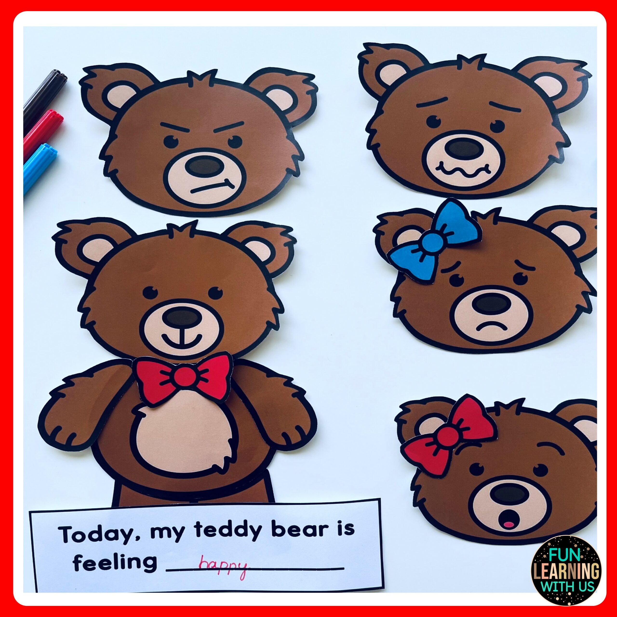 Emotions & Feelings Teddy Bear Craft - Social Emotional Learning ...
